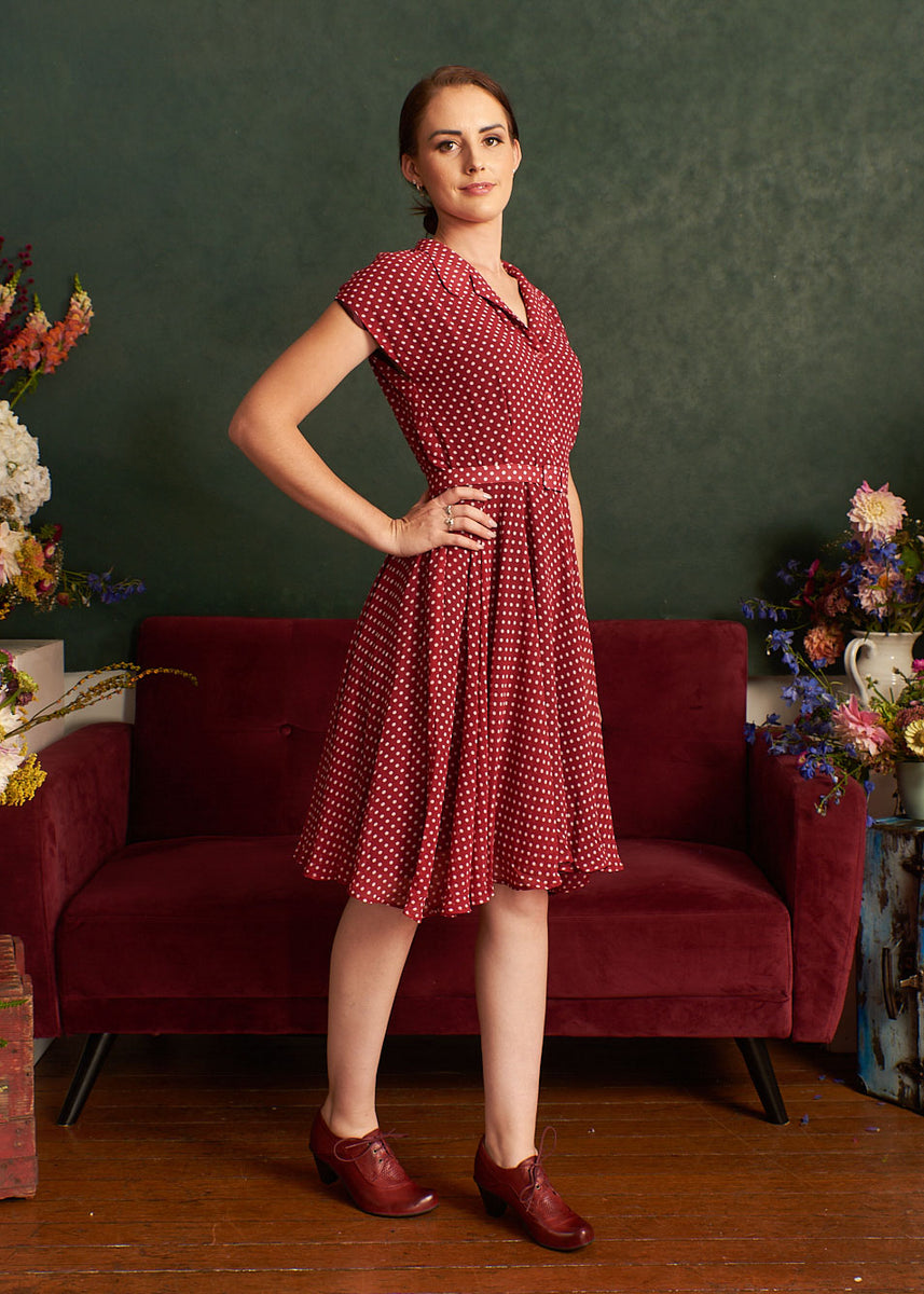 Manette Red & Cream Polka Dot Dress – Elise Design