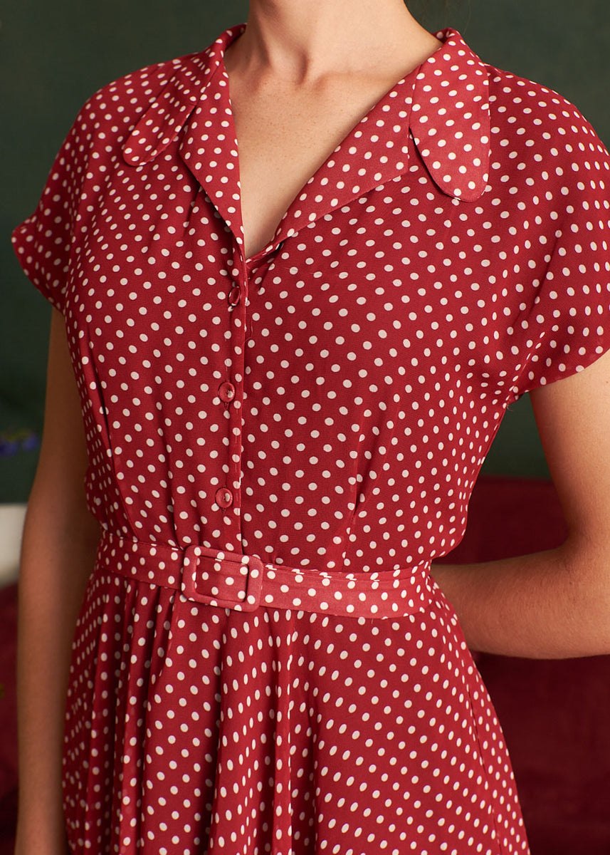 Manette Red & Cream Polka Dot Dress – Elise Design