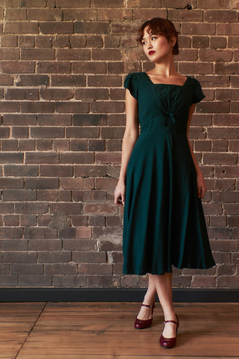 Astrid Bottle Green Dress – Elise Design