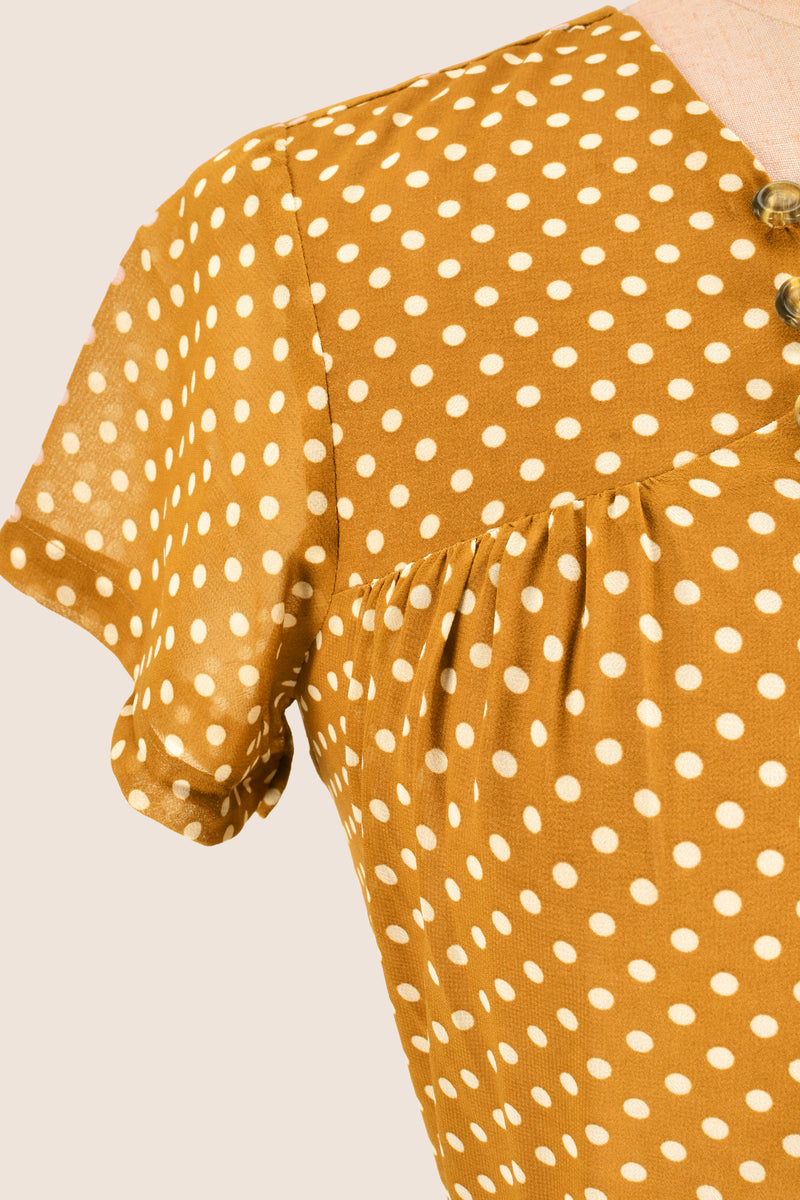 Lana Bronze & Cream Dots Dress – Elise Design