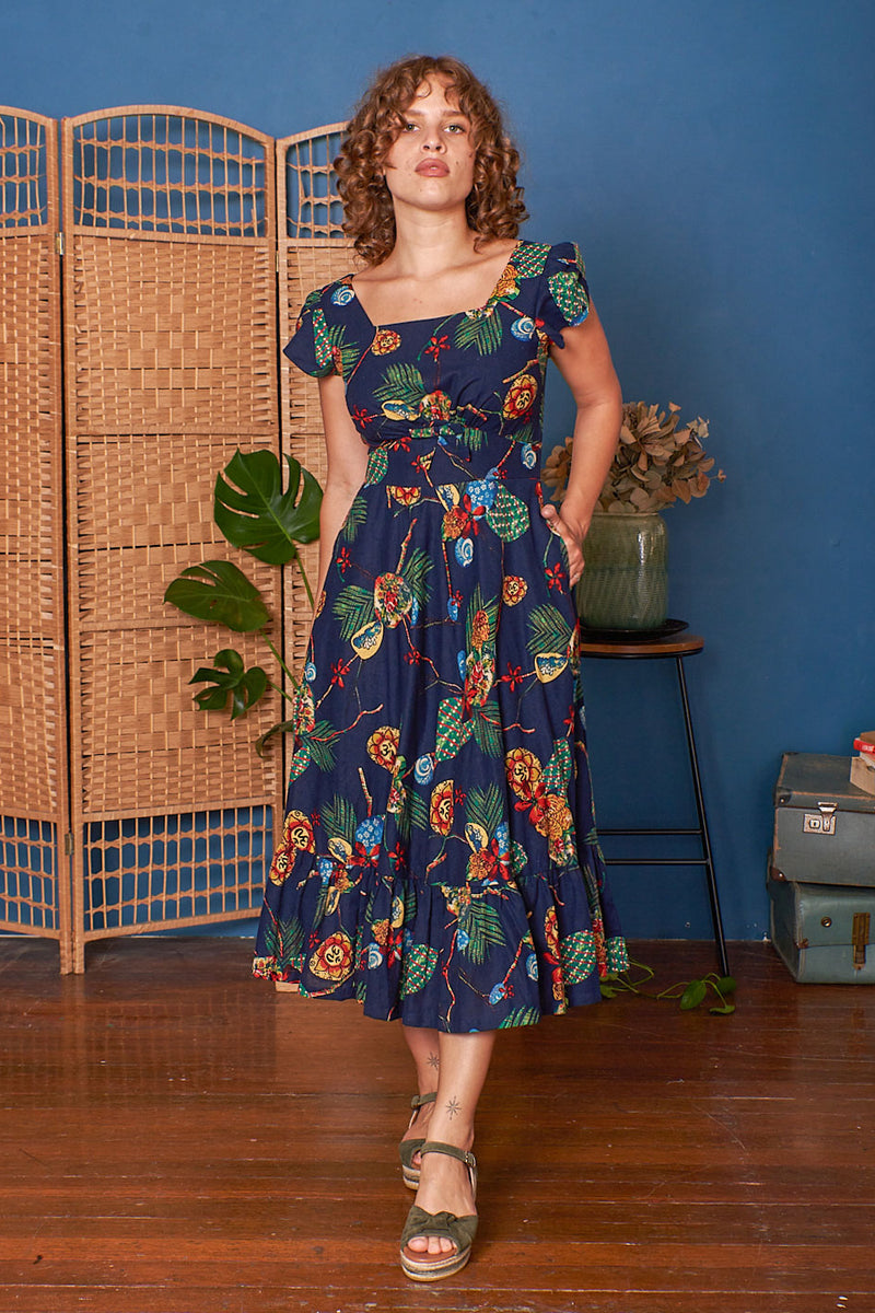 Astrid Blue Tropical Dress – Elise Design